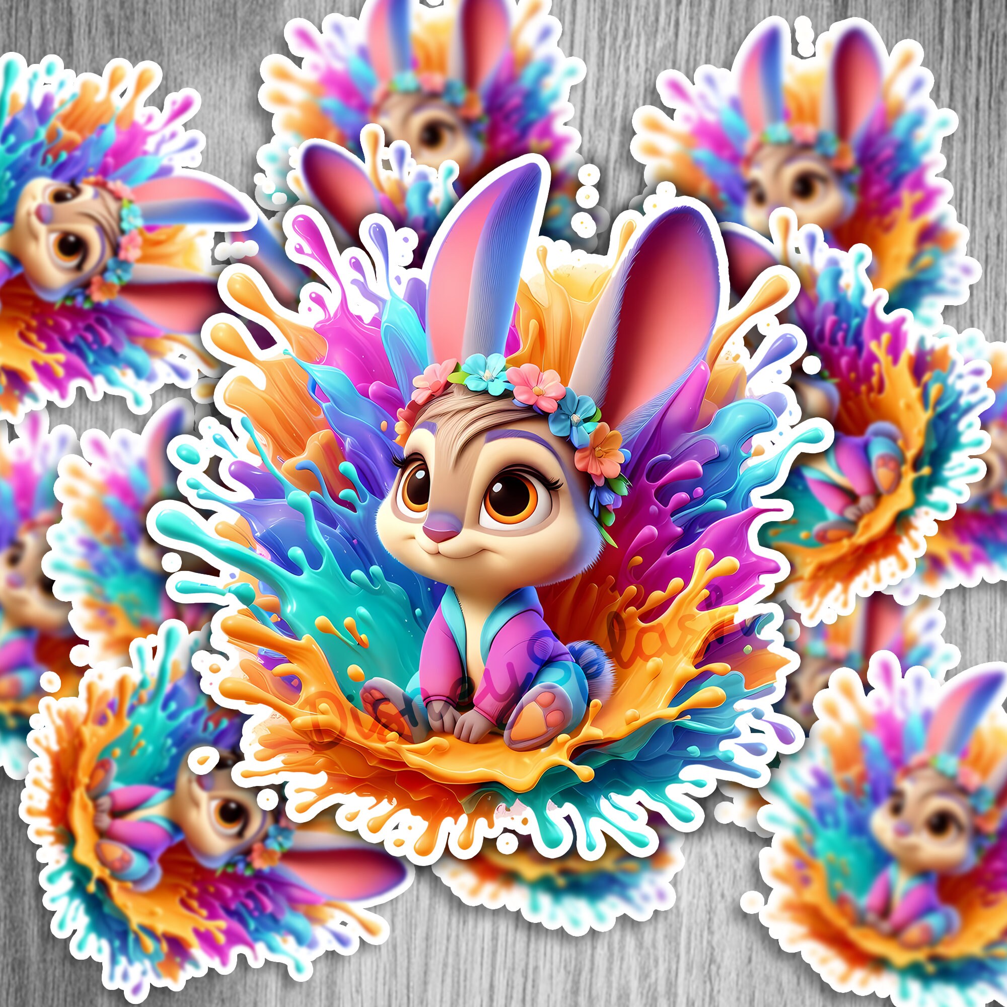Judy Bunny Watercolor Splash, Clipart Images, Graphics and Artwork ...