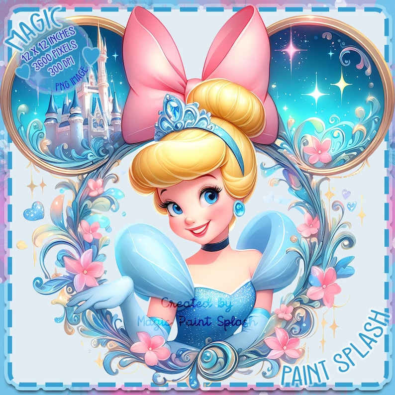 Cinderella Watercolor Splash Clipart: Rainbow Princess PNG (digital ...