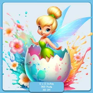 Tinkerbell Easter Egg Clipart: Watercolor Splash PNG (digital Download ...