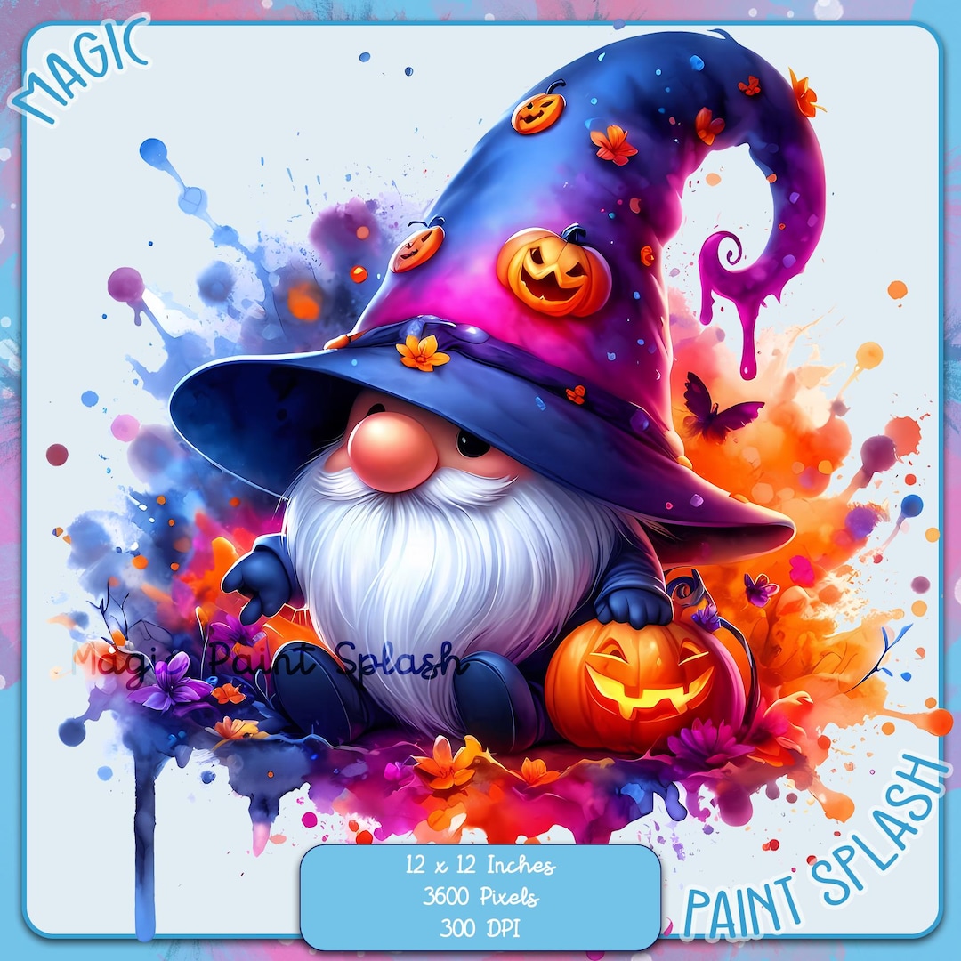 Halloween Gnome Clipart: Spooky Watercolor PNG Image (digital Download ...
