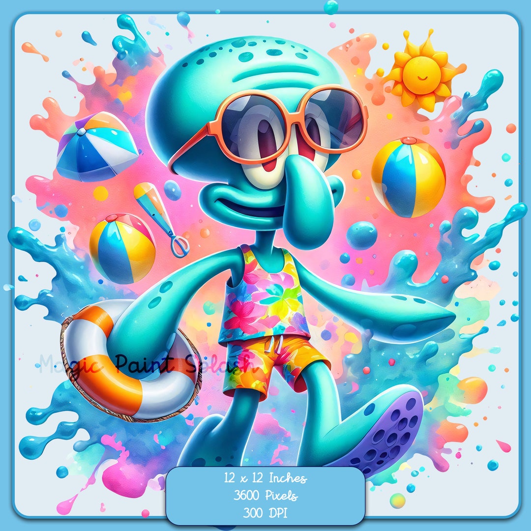 Squidward Summer Watercolor Splash, Clipart Images, Graphics and ...