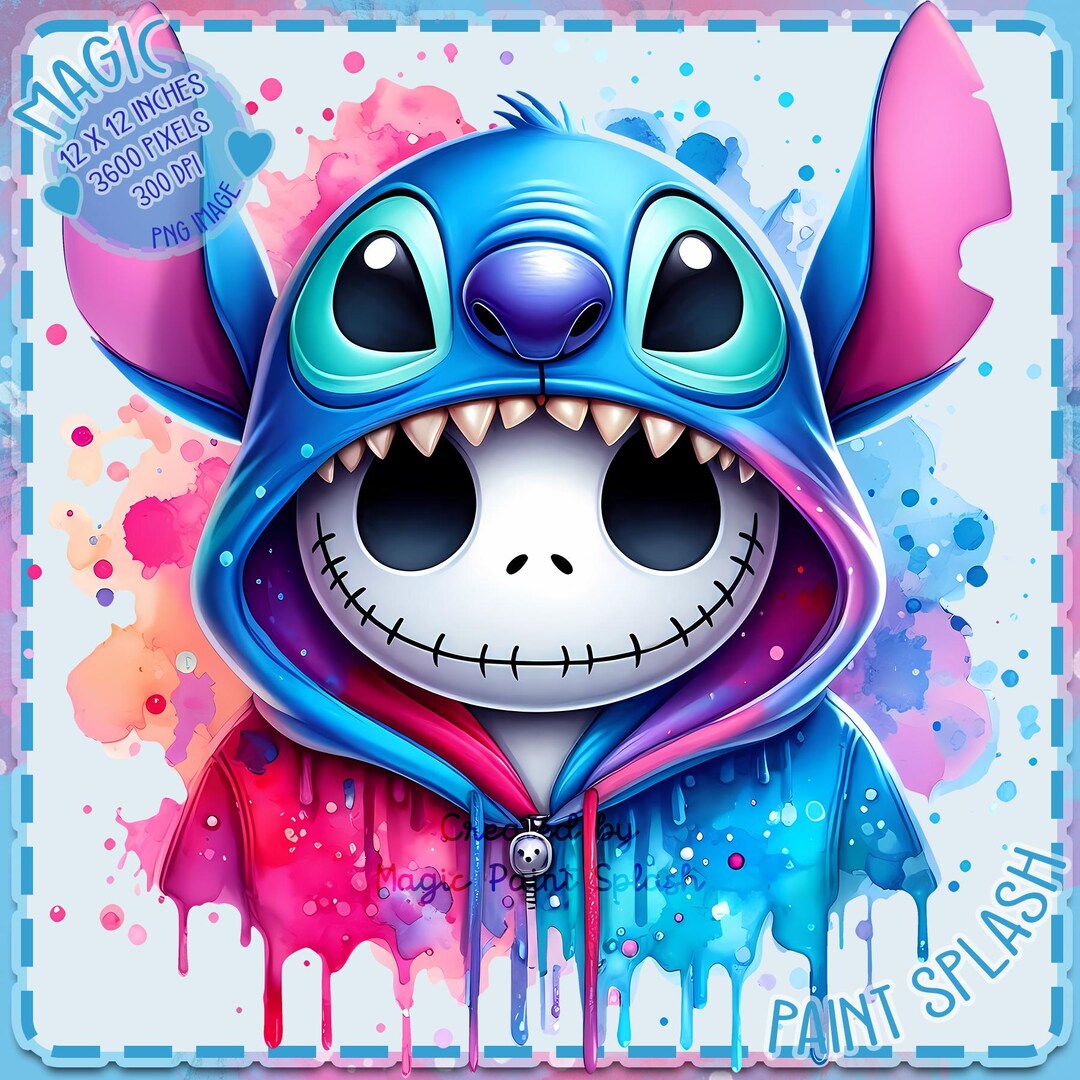 Stitch Jack Skellington Costume PNG: Watercolor Rainbow Art (digital ...