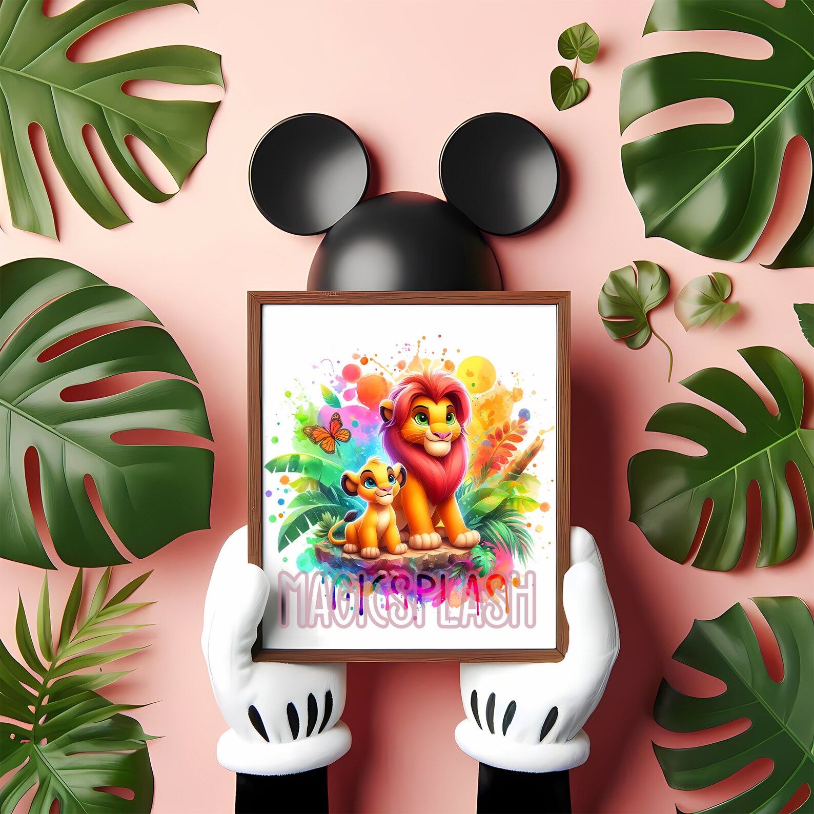 Mufasa and Simba Watercolor Splash PNG: Lion King Art (digital Download ...