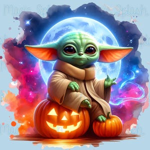 Grogu Halloween, Watercolor Splash PNG File , Clipart Images, Graphics ...