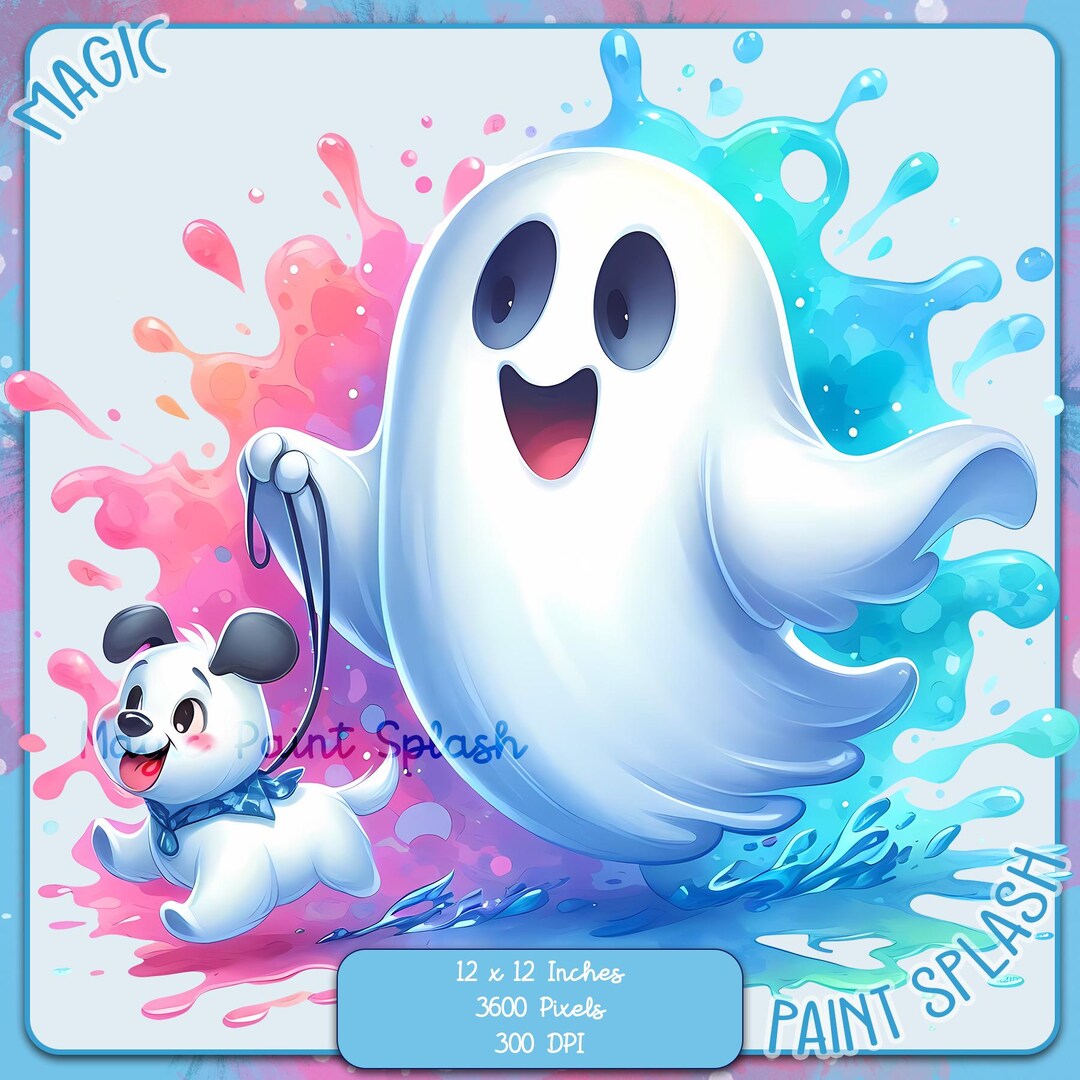 Halloween Ghost and Dog Watercolor Clipart: Spooky PNG Images (digital ...