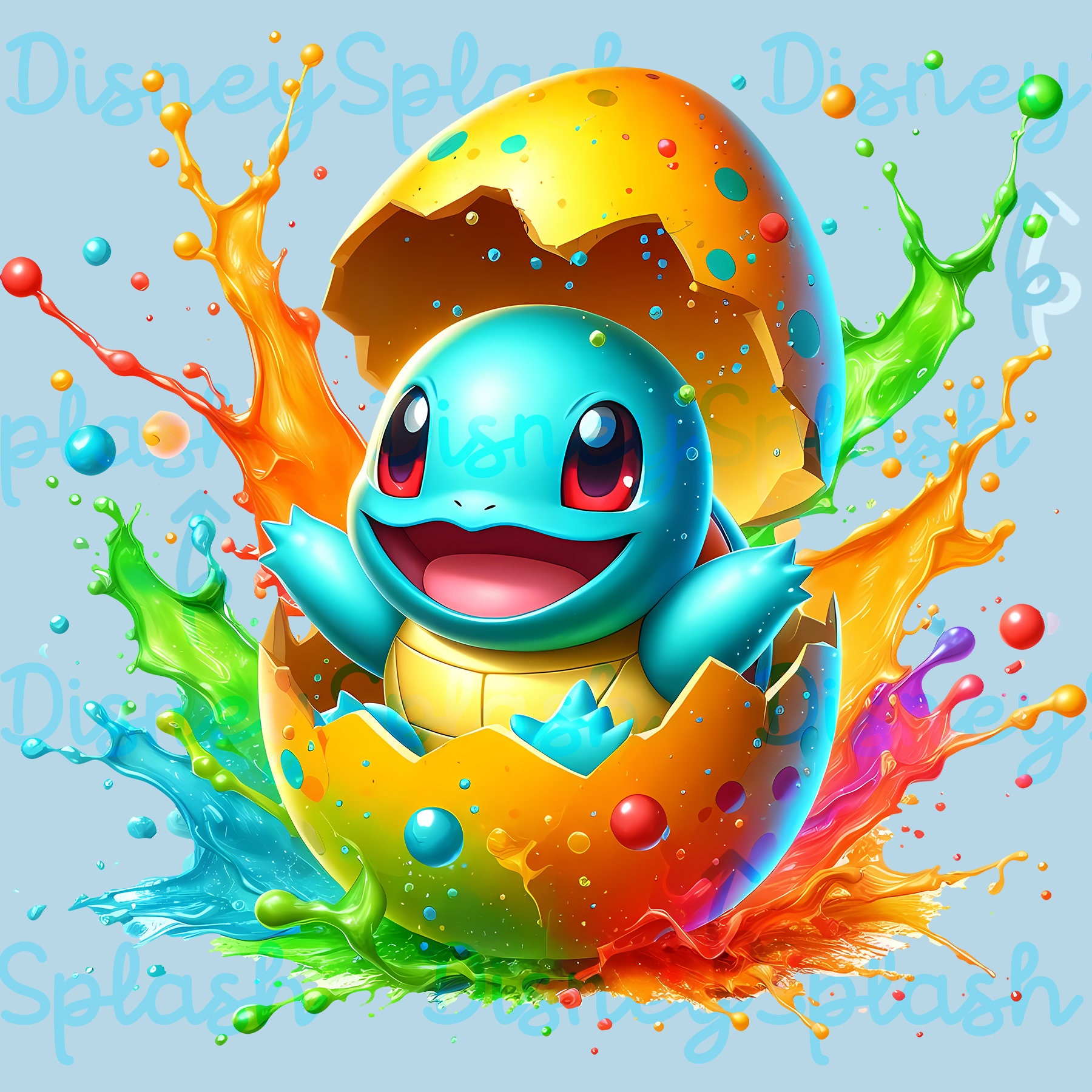 Squirtle Easter Egg Watercolor Splash, Clipart Images, Graphics and ...