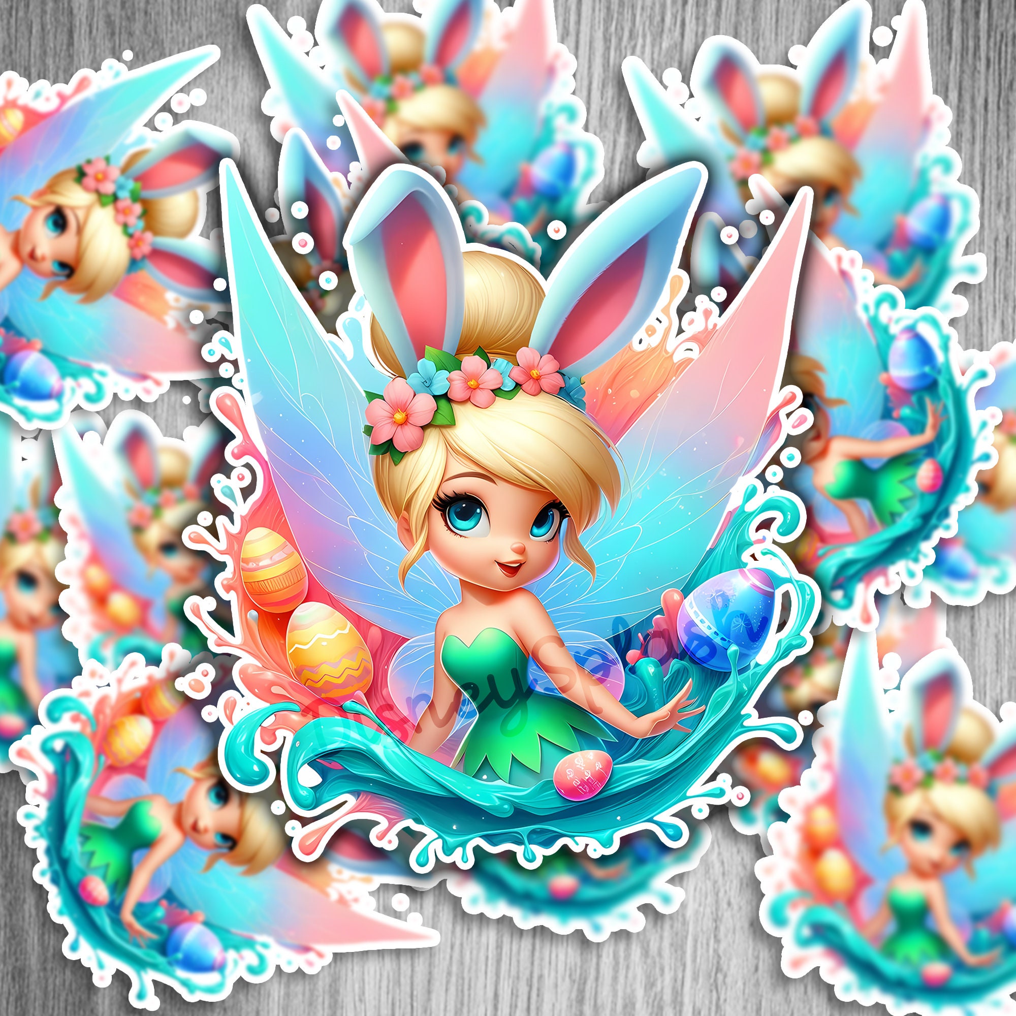 Tinkerbell Easter Bunny Clipart: Watercolor Fairy Princess (PNG) - Etsy