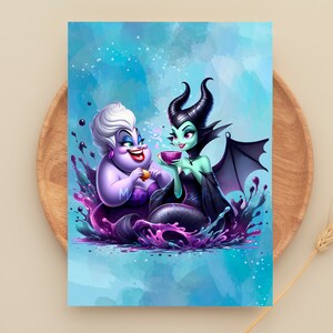 Ursula and Maleficent Watercolor Splash, Clipart Images, Graphics and ...