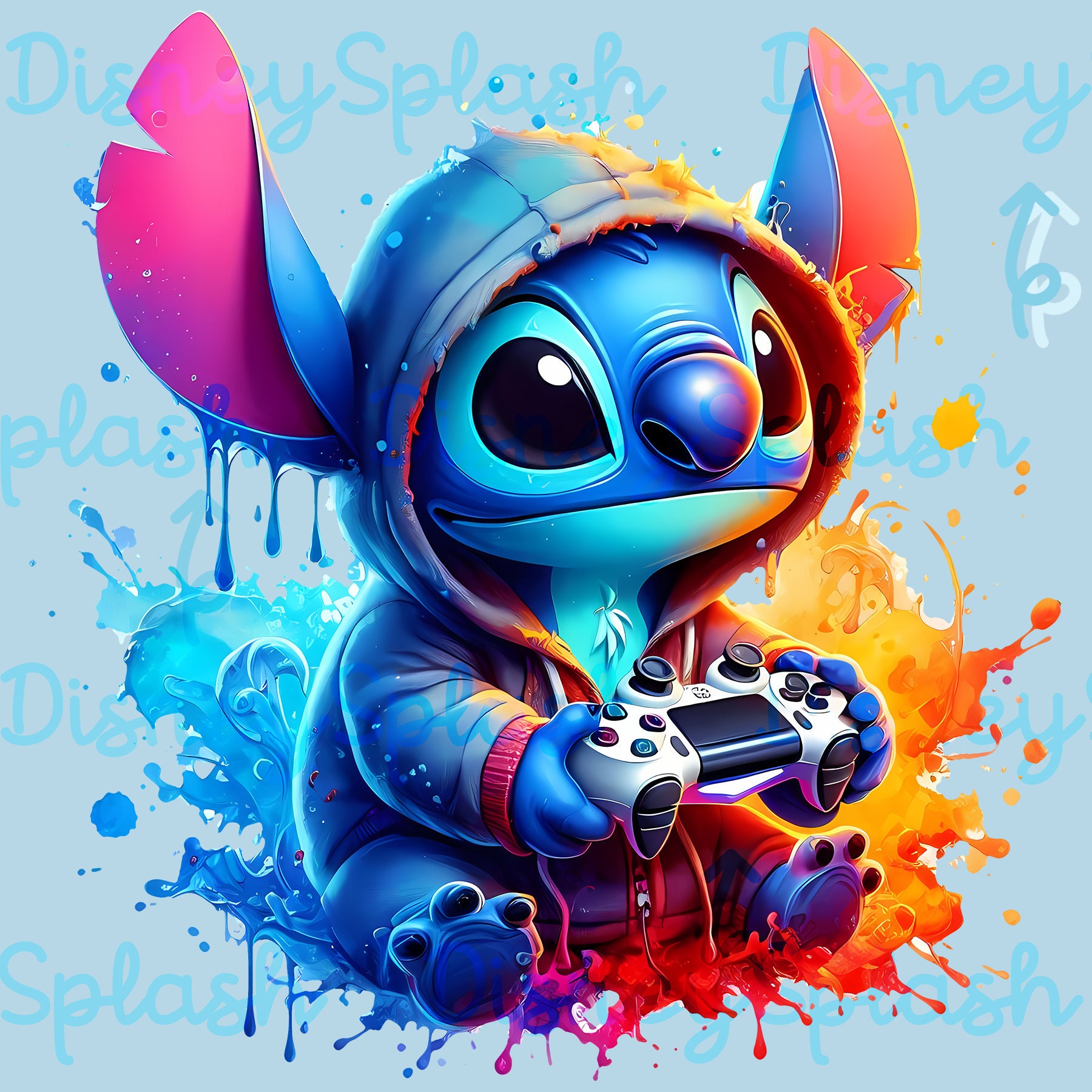 Stitch Gamer Watercolor Splash, Clipart Images, Graphics and Artwork ...