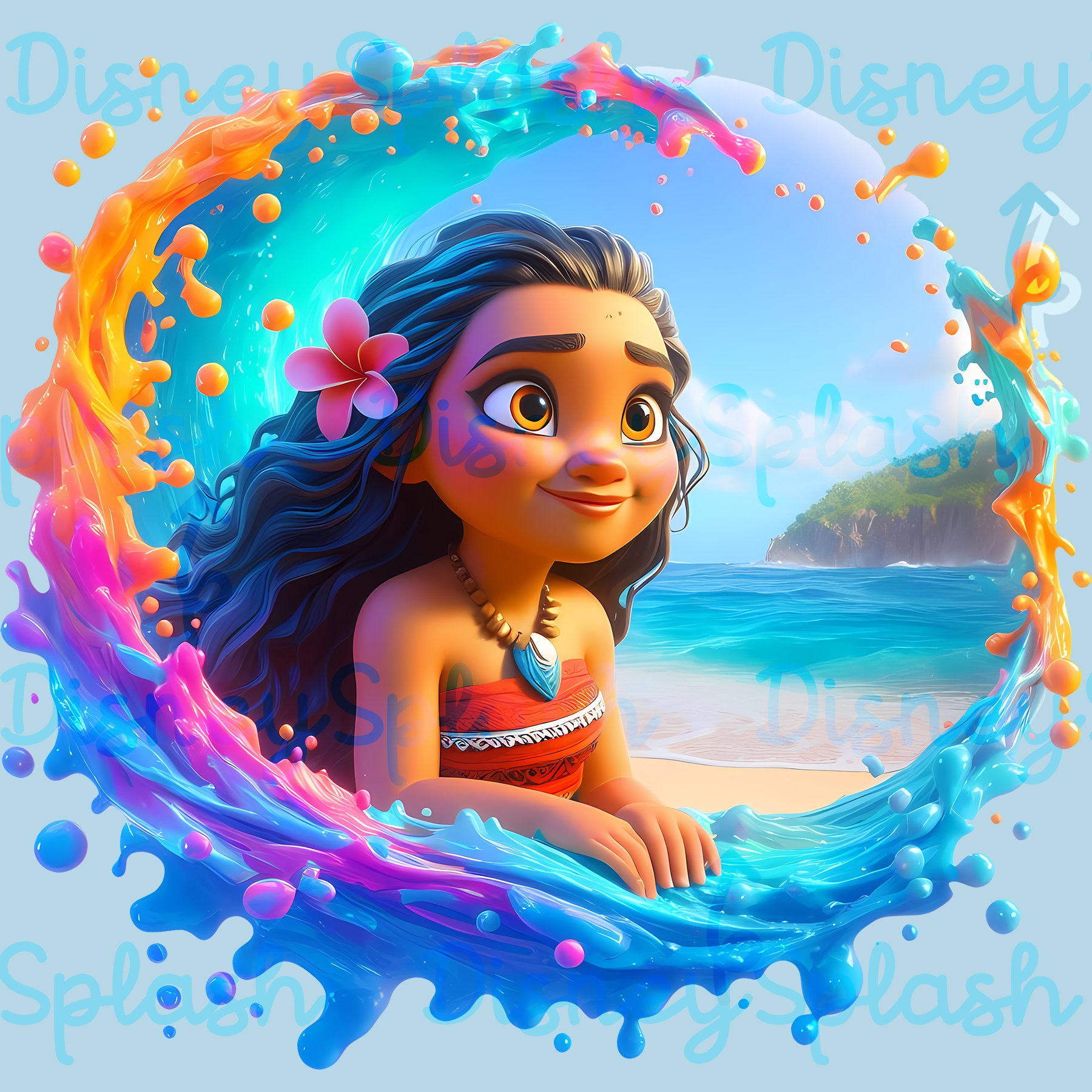 Moana Ocean Scene Watercolor Splash, Clipart Images, Graphics and ...