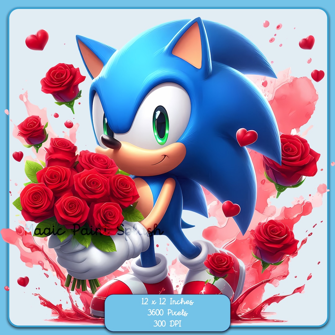 Sonic Valentine Roses Watercolor Splash, Clipart Images, Graphics and ...