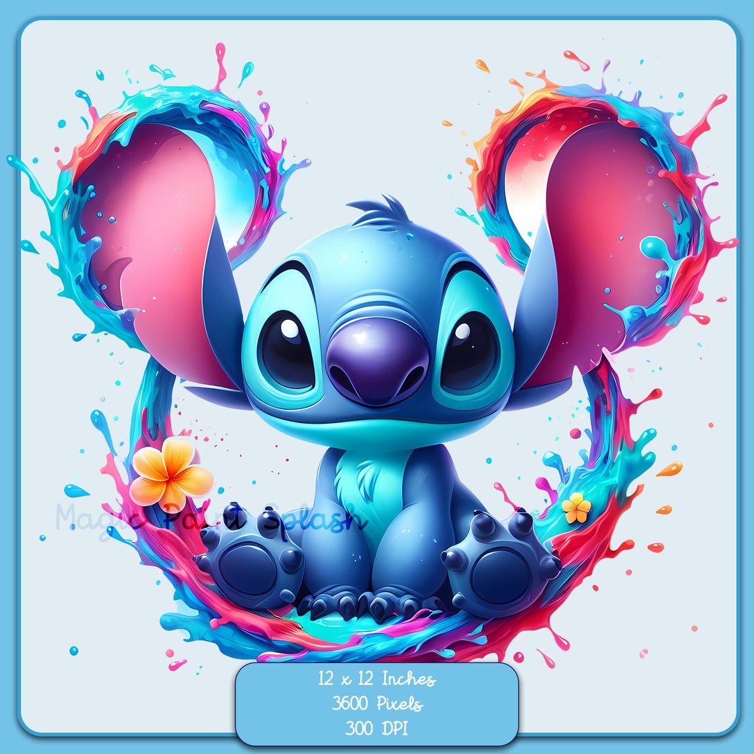 Stitch Watercolor Splash, Clipart Images, Graphics and Artwork, Rainbow ...