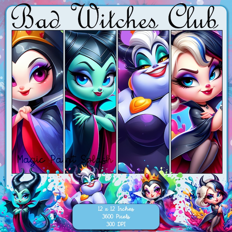 5 Bad Witches Club PNG Set: Villain Queens Clipart (digital Download ...