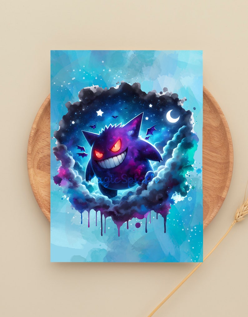 Gengar in Clouds PNG: Rainbow Watercolor Clipart (digital Download) - Etsy