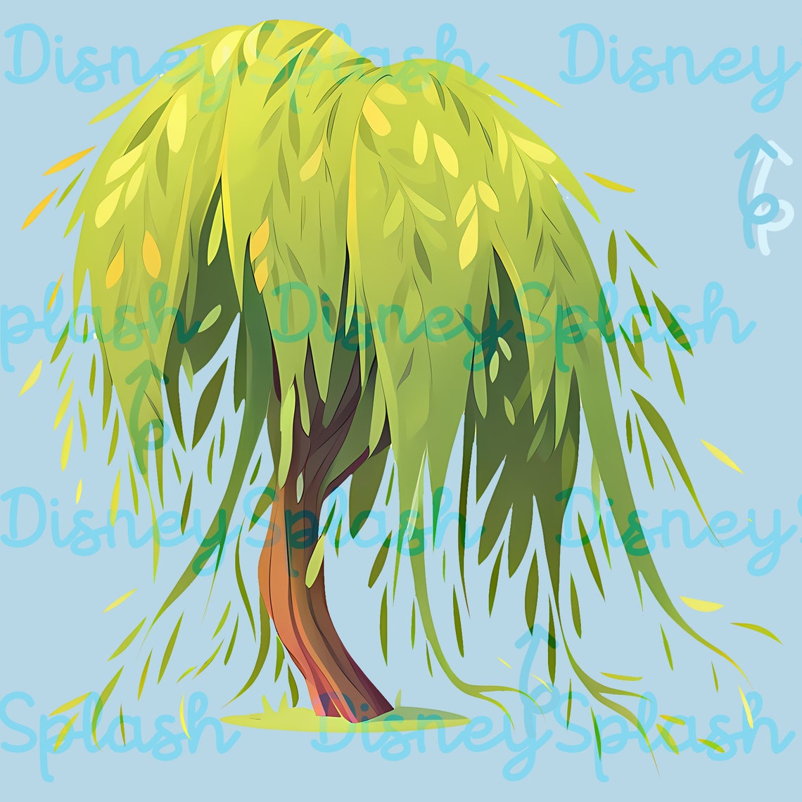 Stylized Willow Trees Clipart Set: Transparent PNG Images (digital ...