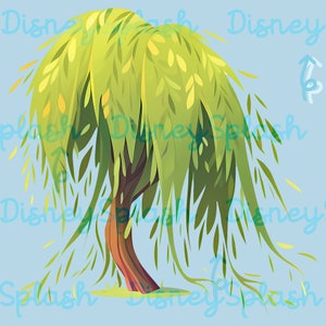 Stylized Willow Trees Clipart Set: Transparent PNG Images (digital ...