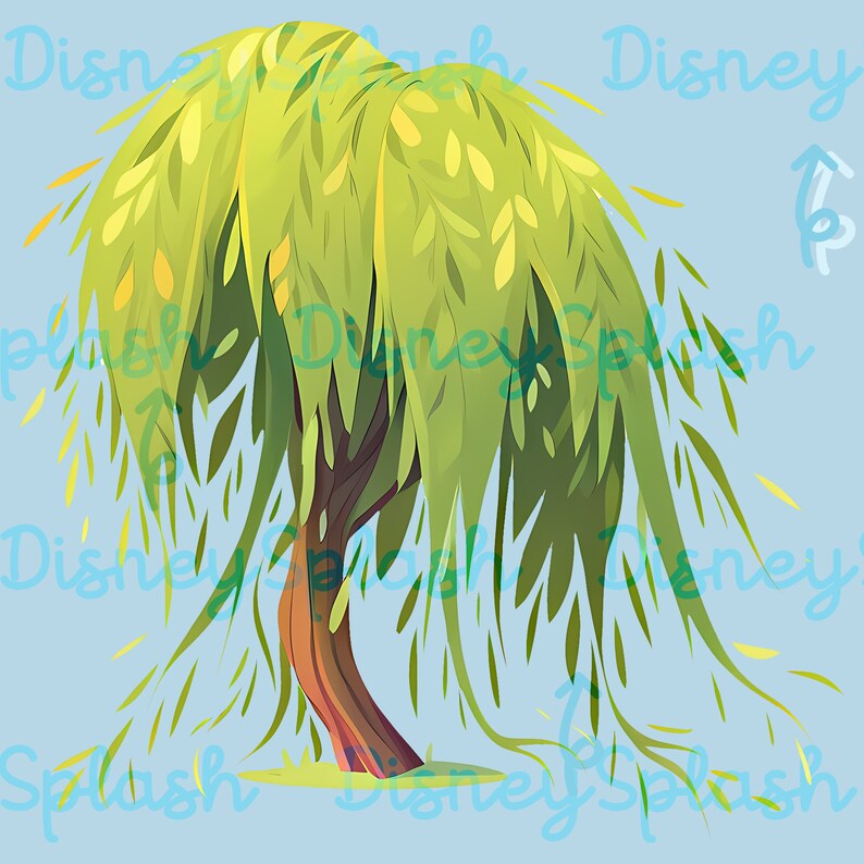 Stylized Willow Trees Clipart Set: Transparent PNG Images (digital ...