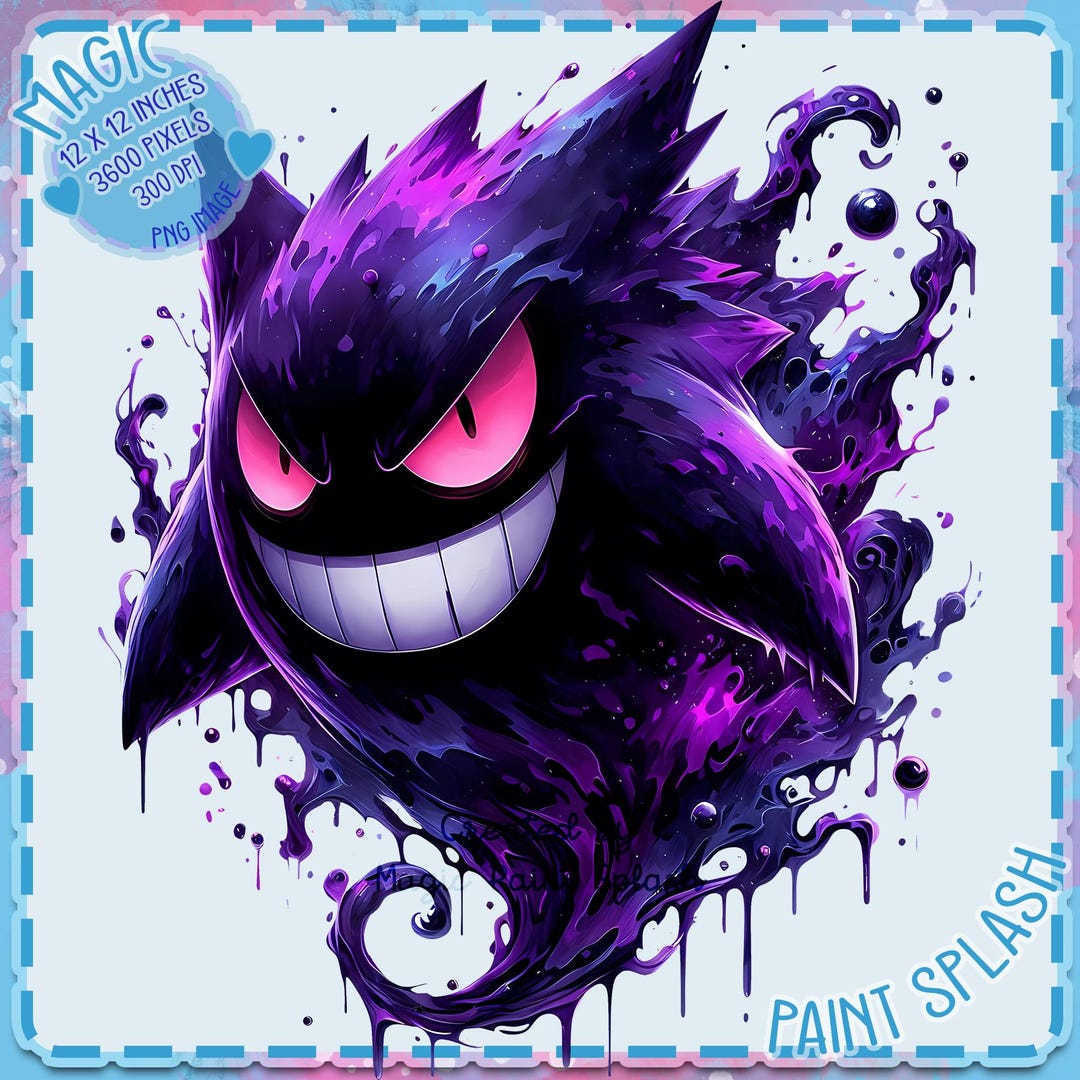 Buy Gengar Watercolor Splash, Clipart Images, Graphics and Artwork ...
