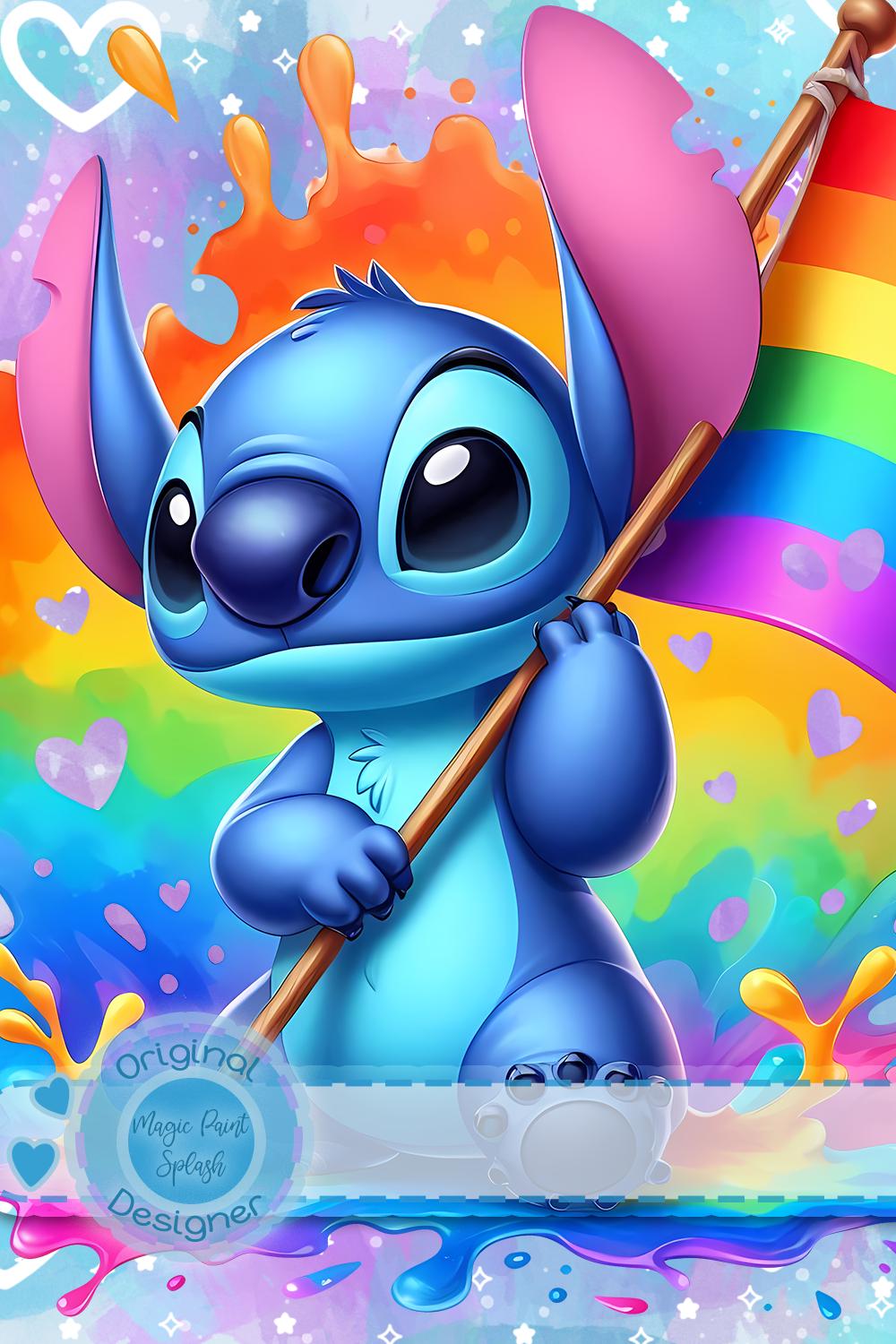 Stitch Pride Flag Watercolor Splash PNG: Rainbow Art (digital Download ...