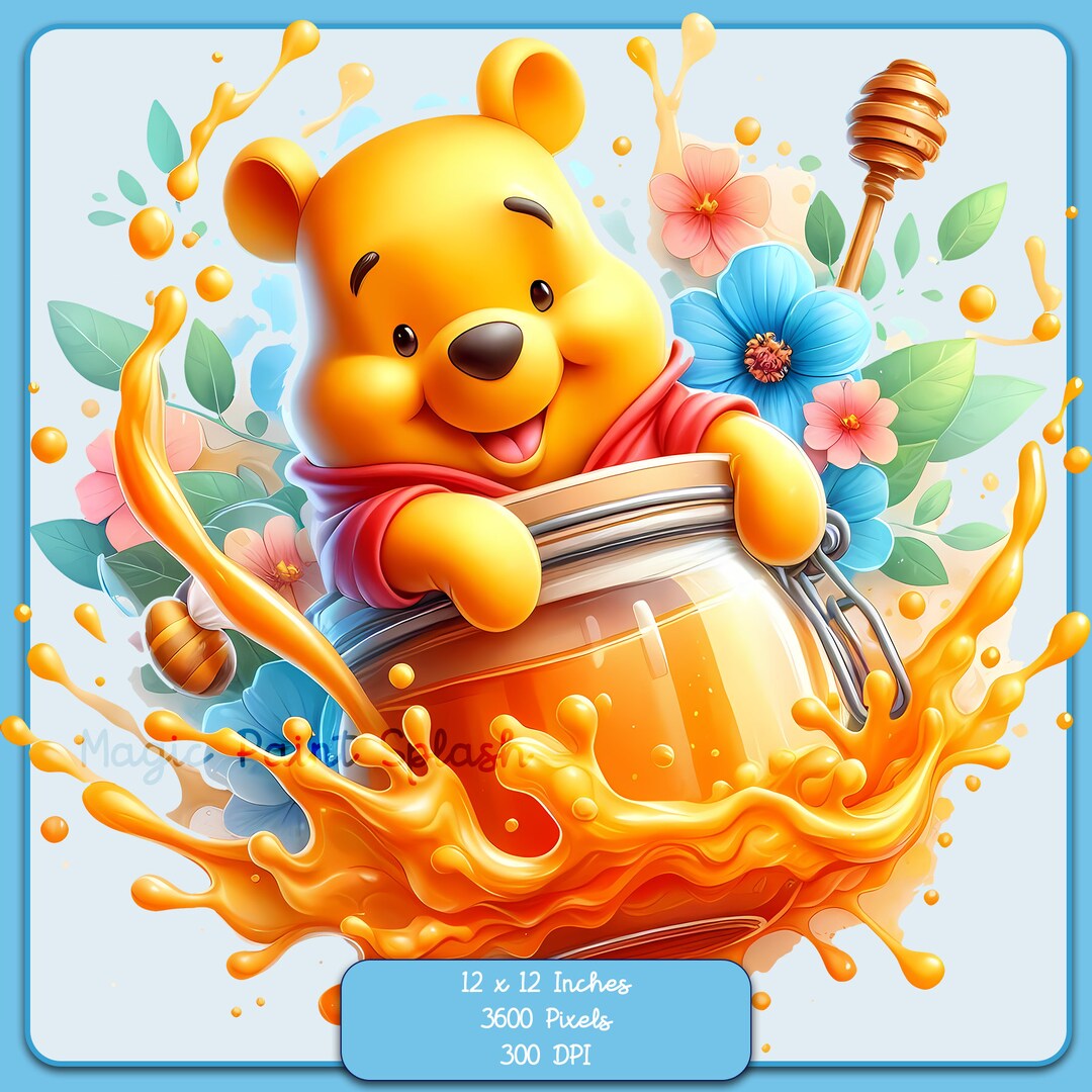 Honey Bear Honey Pot Watercolor Splash, Clipart Images, Graphics and ...