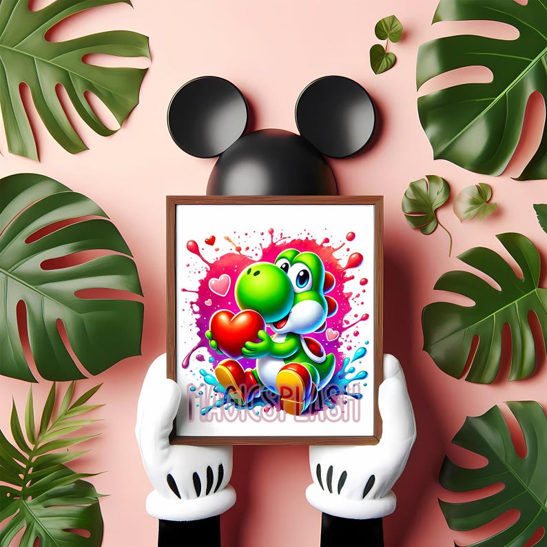 Yoshi Valentine PNG: Watercolor Dragon Clipart (digital Download) - Etsy