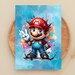 Punk Rock Mario Clipart: Watercolor Splash Gaming Image (PNG Digital ...