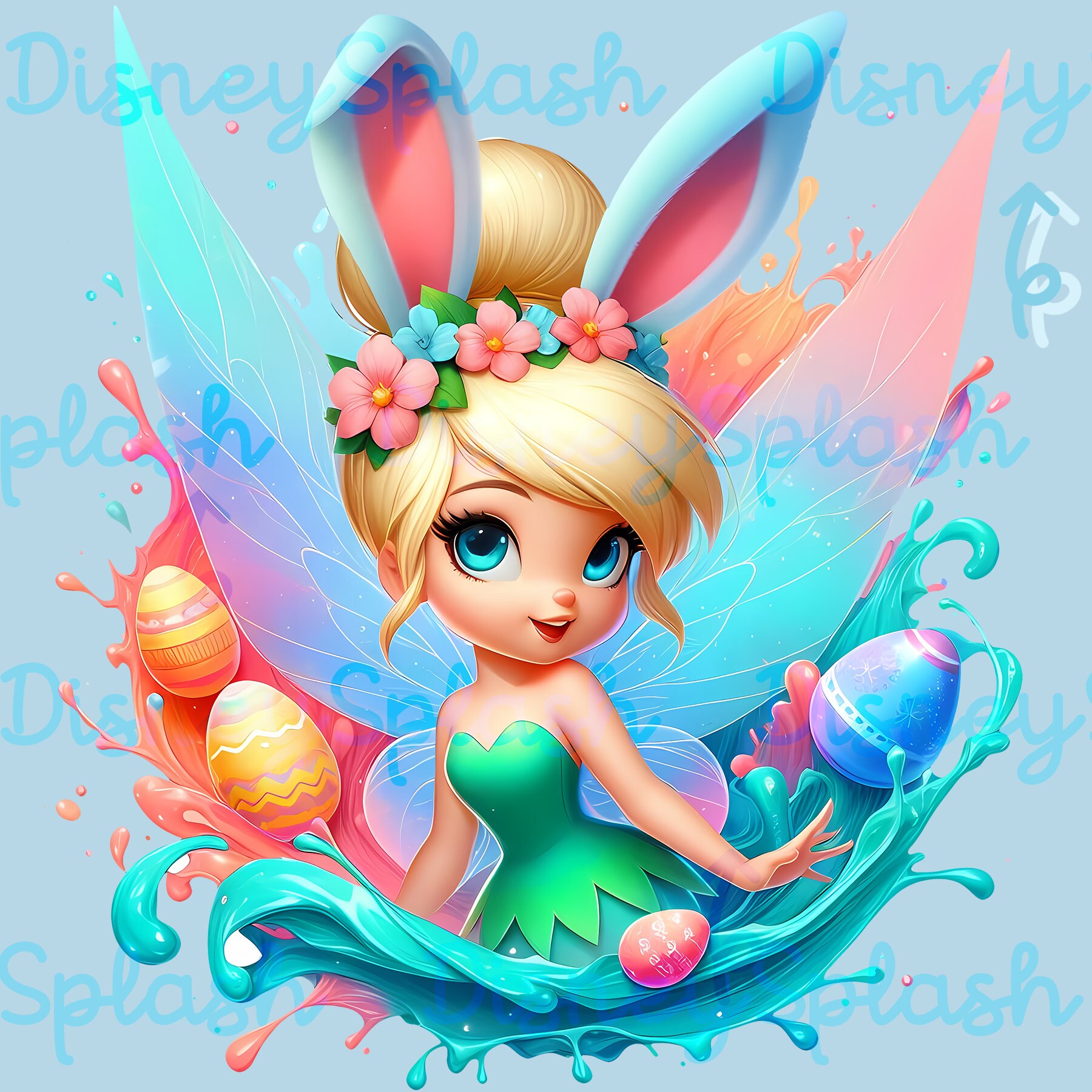 Tinkerbell Easter Bunny Clipart: Watercolor Fairy Princess (PNG) - Etsy