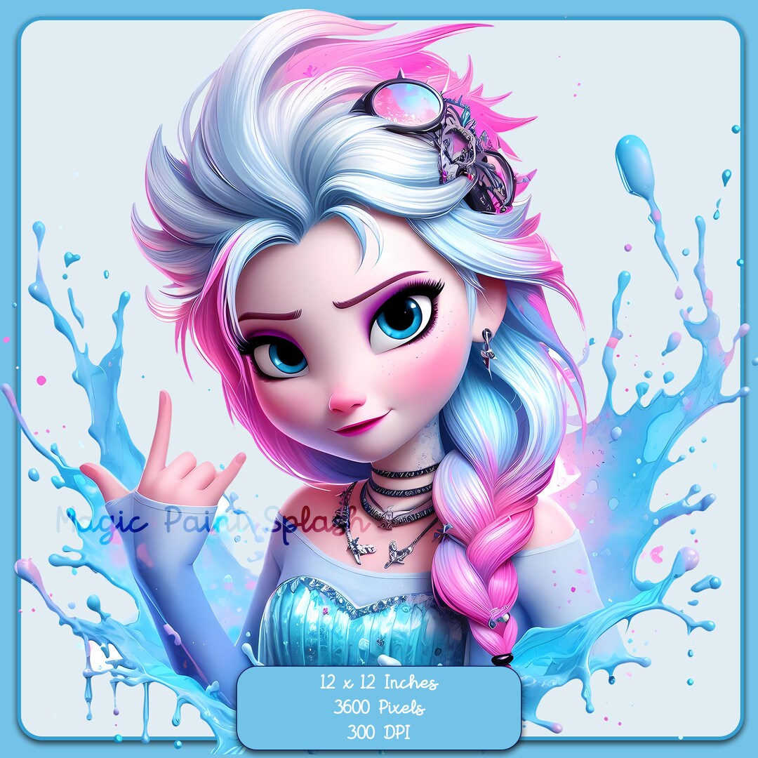 Elsa Punk Rock Watercolor Splash, Clipart Images, Graphics and Artwork ...