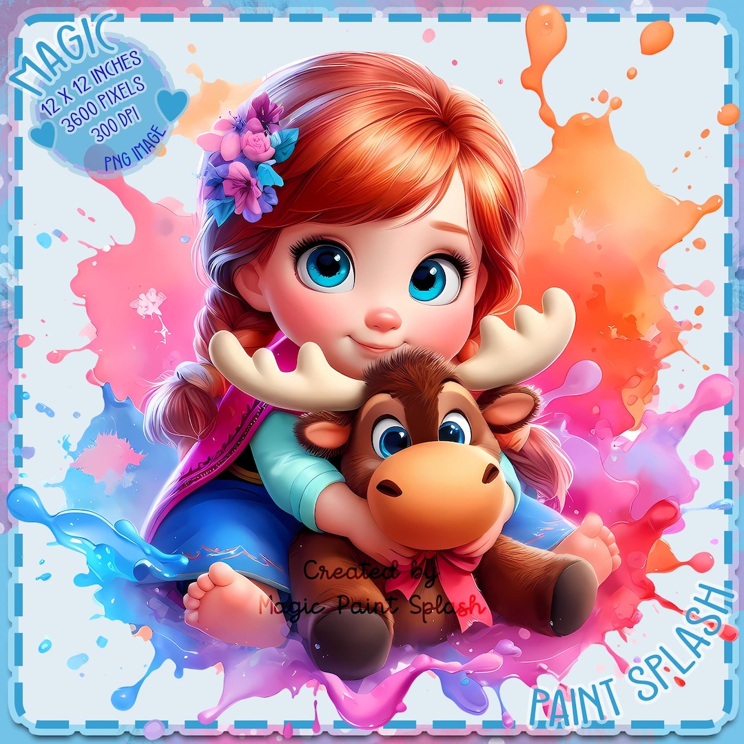 Baby Princess Anna PNG: Watercolor Splash Clipart (digital Download) - Etsy