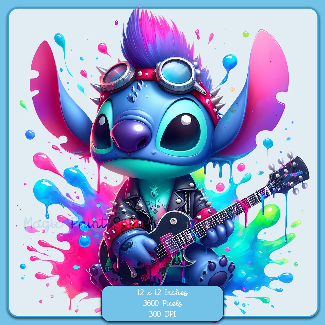 Punk Rock Stitch Clipart: Watercolor Splash PNG (digital Download) - Etsy