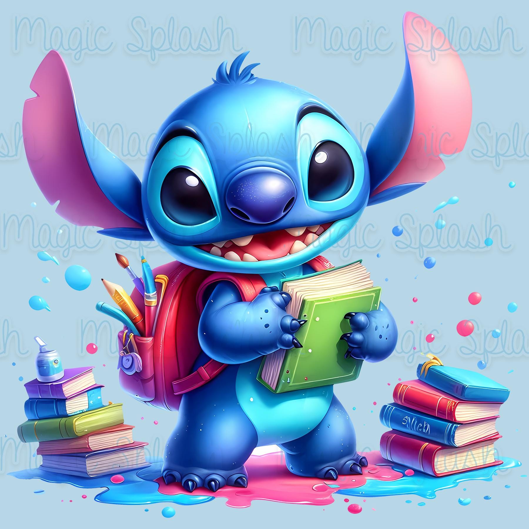 Back to School Stitch PNG: Watercolor Clipart Image (digital Download ...