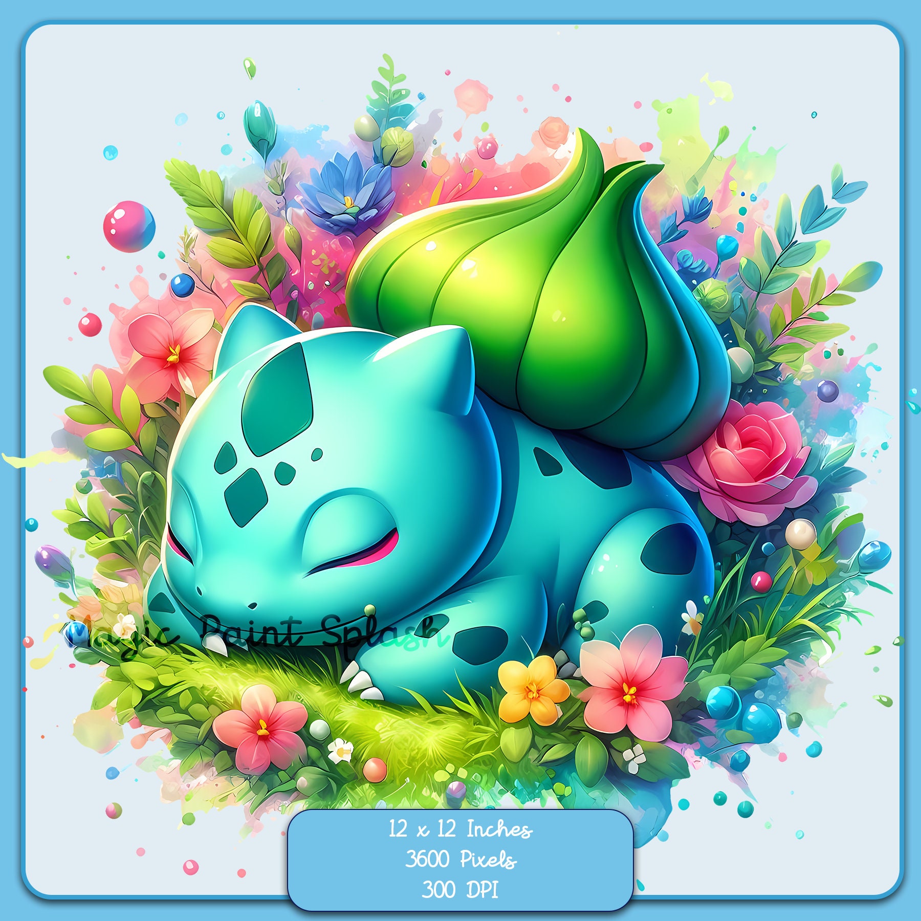Sleepy Bulbasaur Clipart: Rainbow Watercolor PNG (digital Download) - Etsy