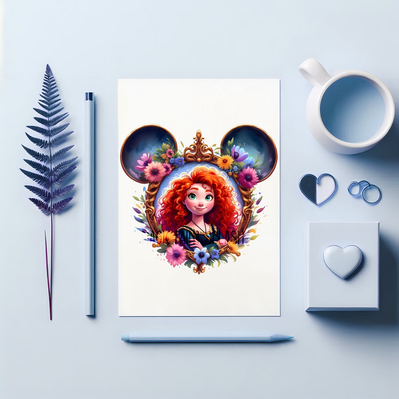 Merida Brave Clipart: Watercolor Frame PNG Image (digital Download) - Etsy