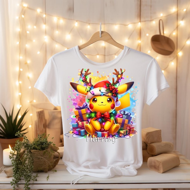 Christmas Pikachu Watercolor Splash PNG: Holiday Clipart (digital ...
