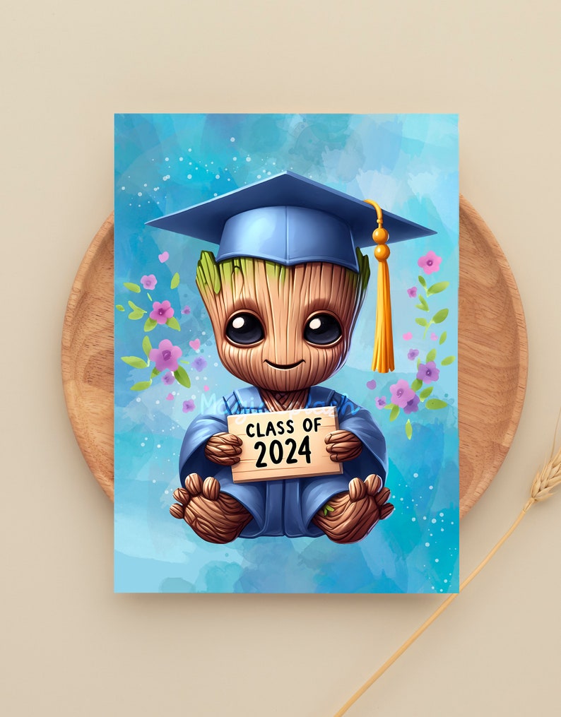 Baby Groot Graduation 2024 Clipart Image With Watercolor Splash ...