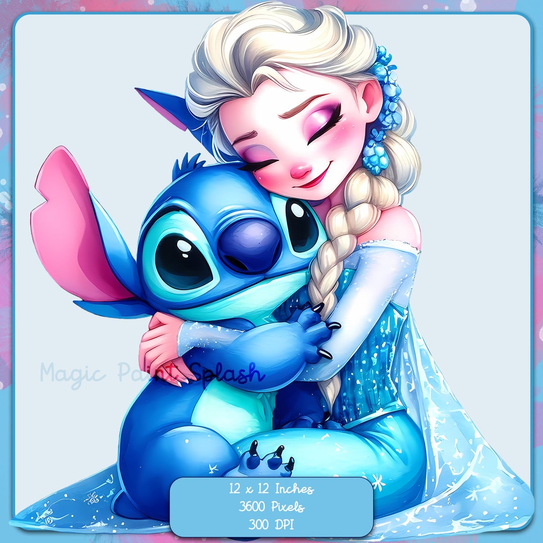 Elsa and Stitch Hug PNG Image, Clipart Images, Graphics and Artwork ...