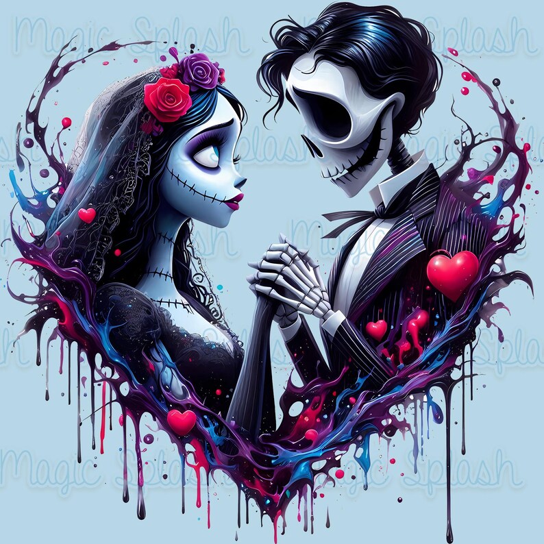 Corpse Bride Watercolor Clipart, Gothic Romance Images (PNG) - Etsy
