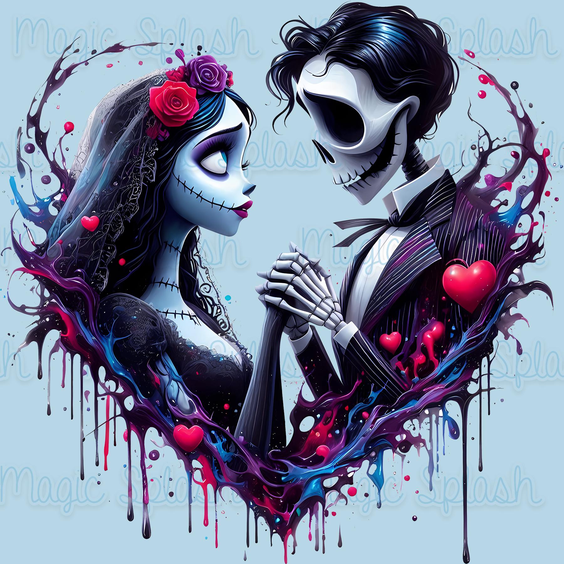 Corpse Bride Watercolor Clipart, Gothic Romance Images (PNG) - Etsy