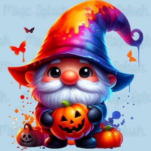 Halloween Gnome Watercolor Splash, Clipart Images, Graphics and Artwork ...