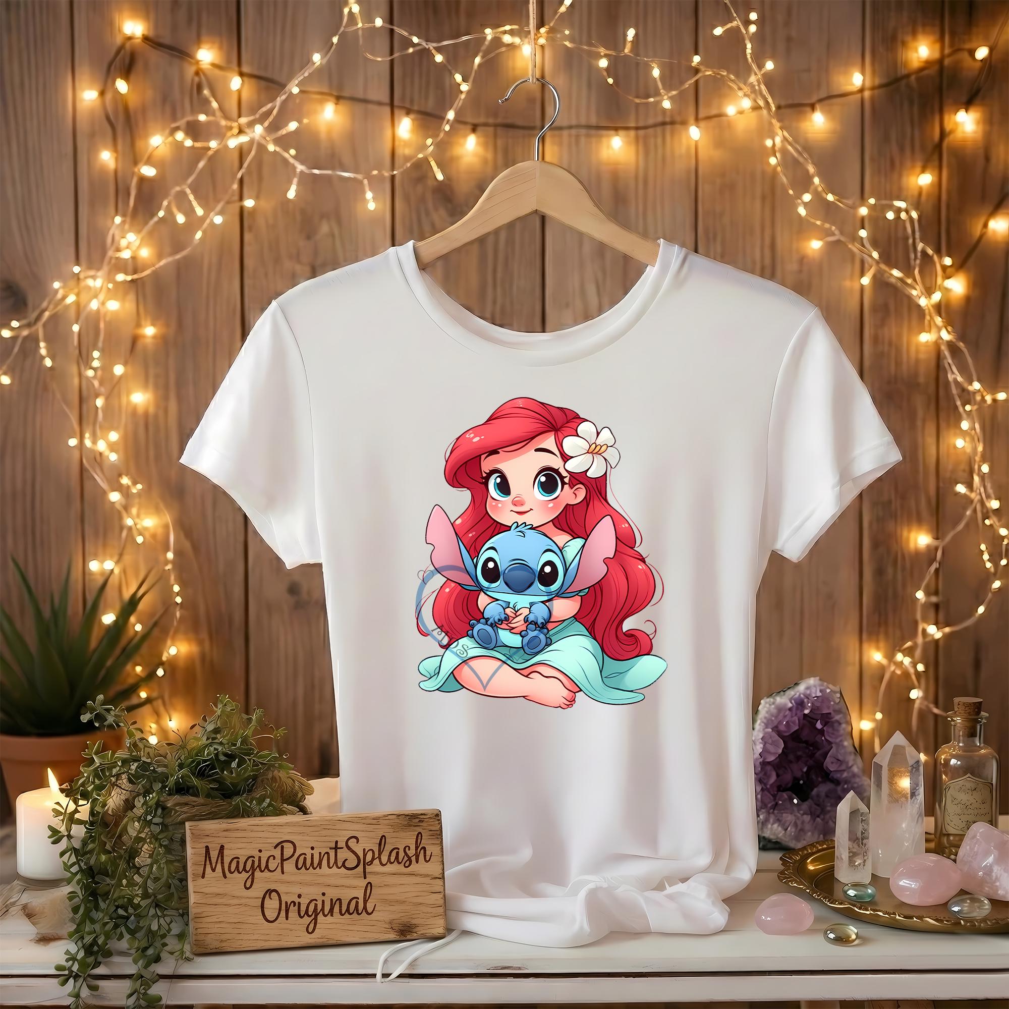 Ariel and Stitch Hug: Watercolor Clipart PNG (digital Download) - Etsy