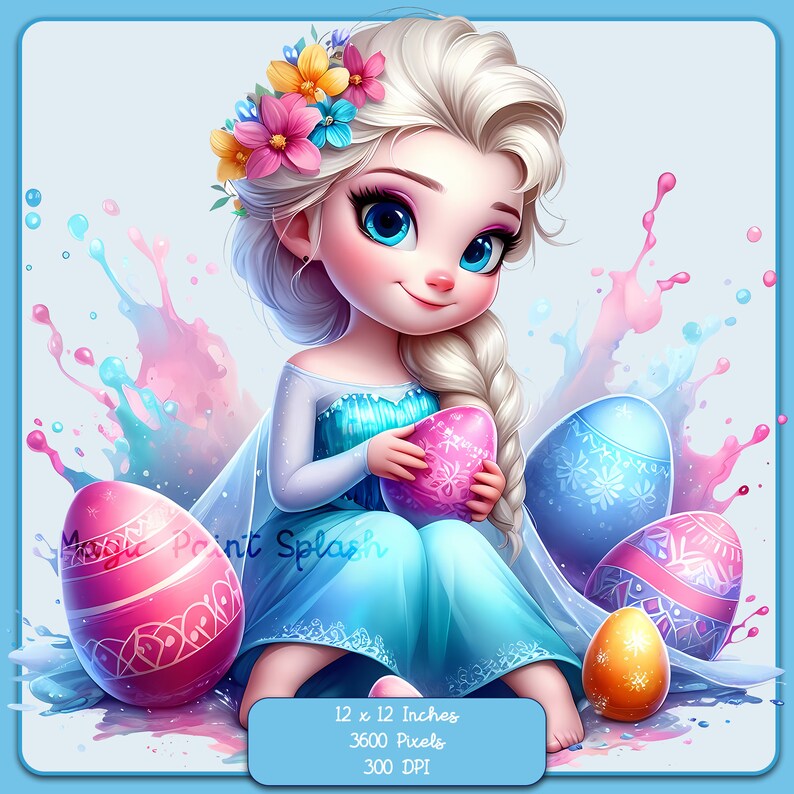 Elsa Easter Clipart: Watercolor Splash PNG Image (digital Download) - Etsy