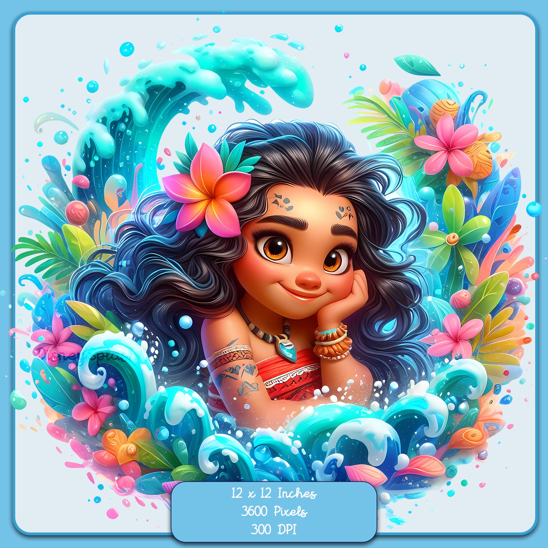 Moana Ocean Frame Watercolor Splash, Clipart Images, Graphics and ...