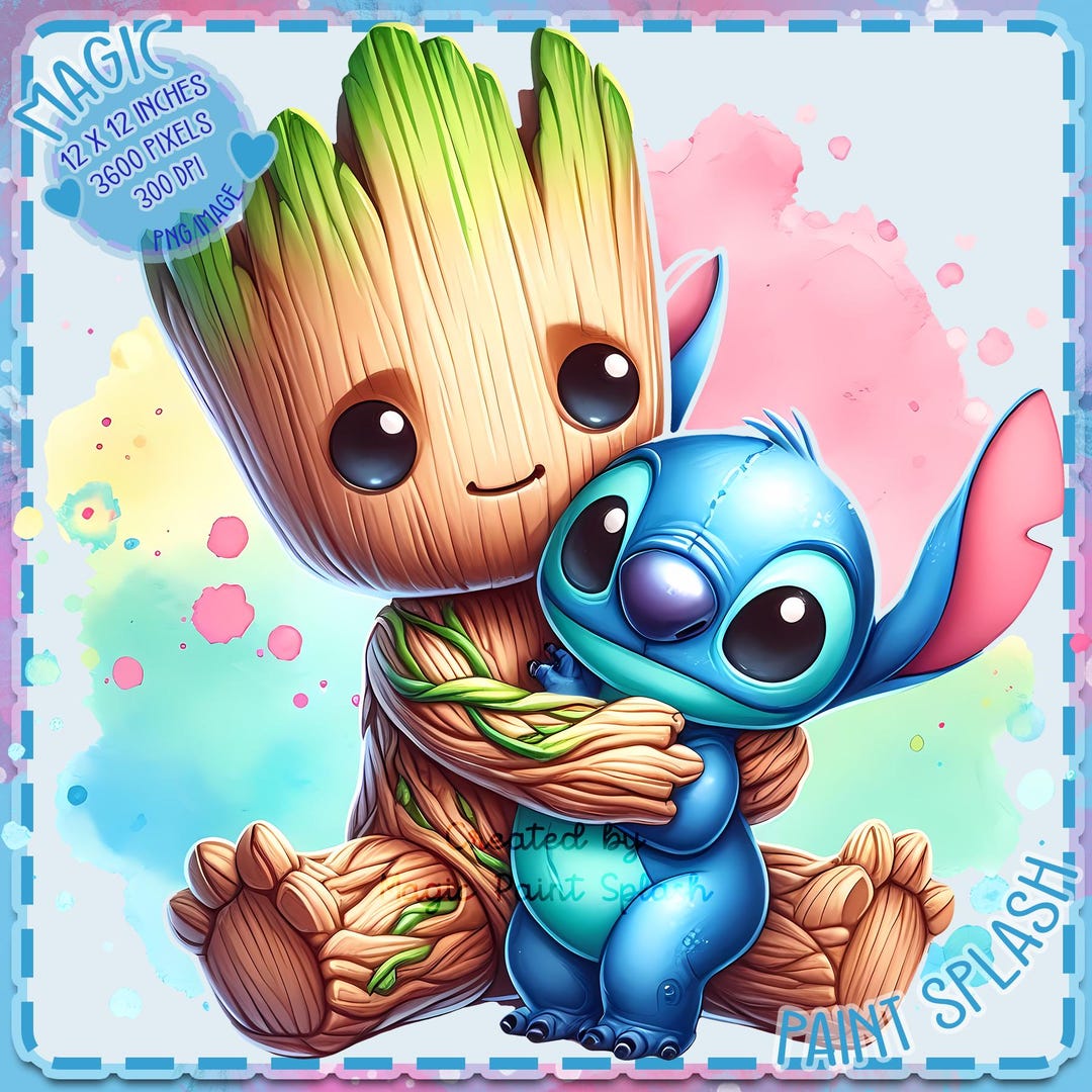 Baby Groot and Stitch Clipart Image (PNG) - Etsy