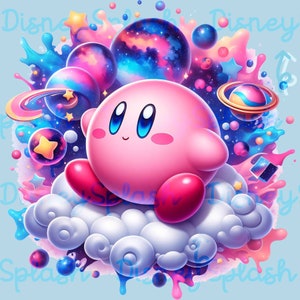 Kirby in Space Clipart: Galaxy Watercolor Splash (PNG Digital Download ...