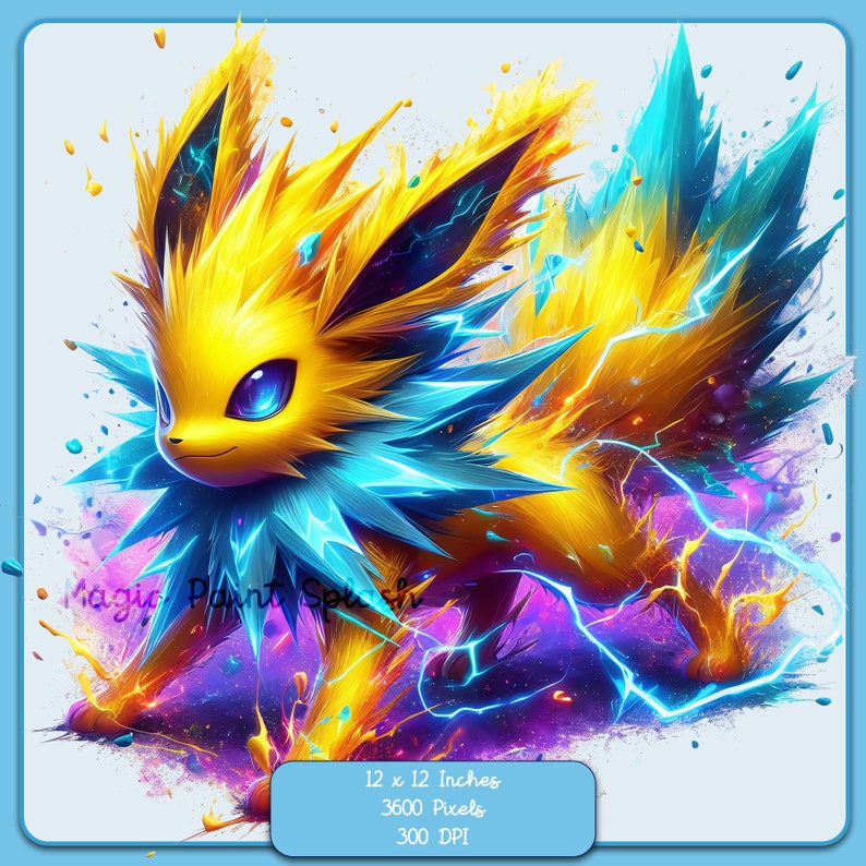 Jolteon Watercolor Clipart: Rainbow Splash PNG (digital Download) - Etsy
