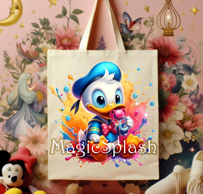 Baby Donald Watercolor Splash PNG: Rainbow Nursery Art (digital ...
