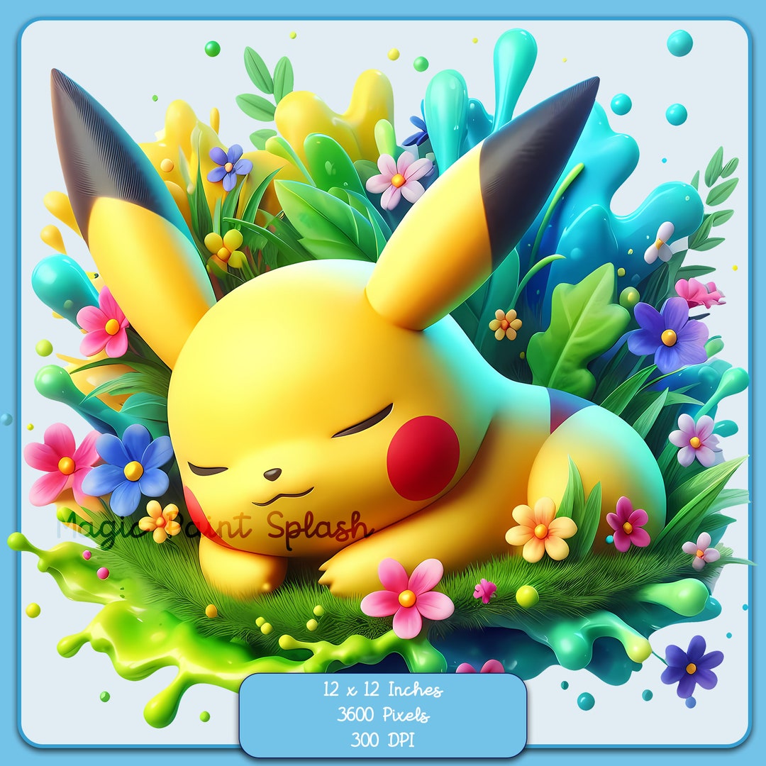 Sleepy Pikachu Watercolor Splash, Clipart Images, Graphics and Artwork ...