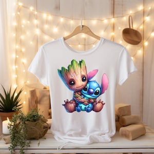 Baby Groot & Stitch Clipart Image, Galaxy Friends (PNG) - Etsy
