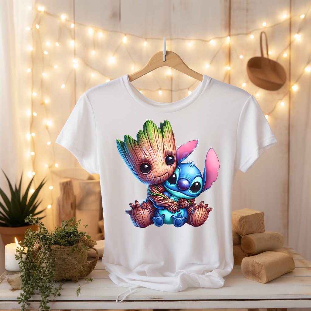 Baby Groot & Stitch Clipart Image, Galaxy Friends (PNG) - Etsy