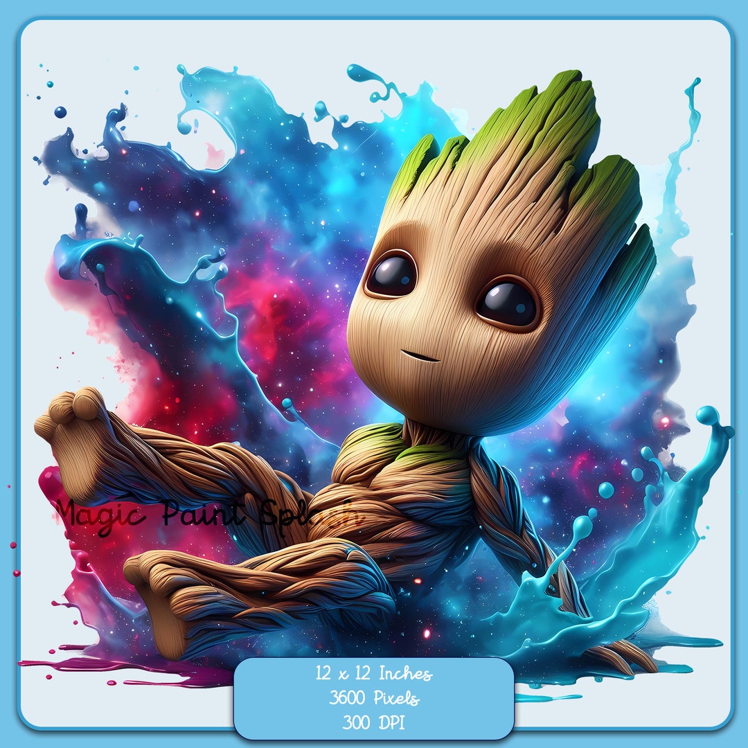 Galaxy Groot Watercolor Splash, Clipart Images, Graphics and Artwork ...